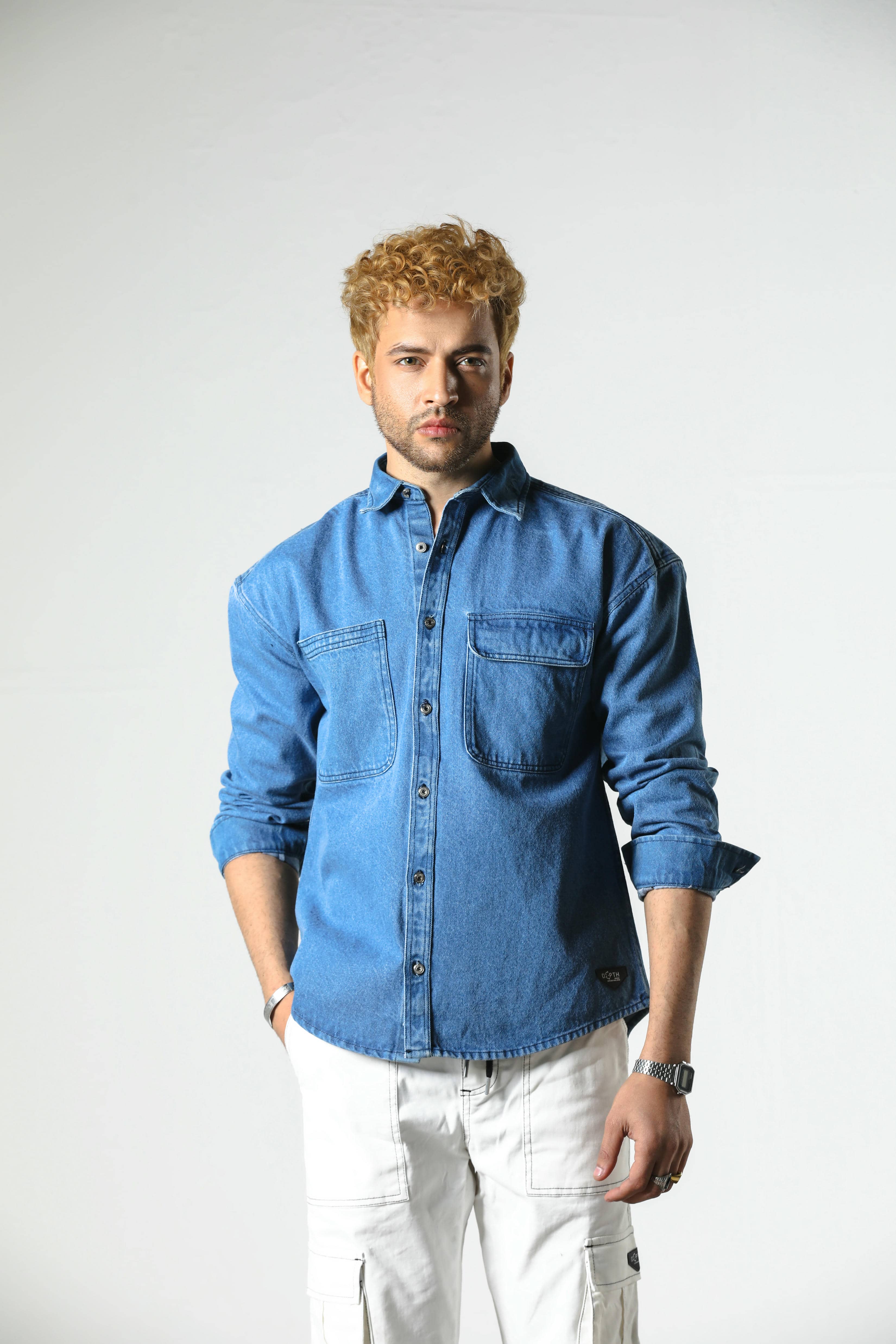 REGULAR DENIM SHIRT (BLUE) – Depth Original