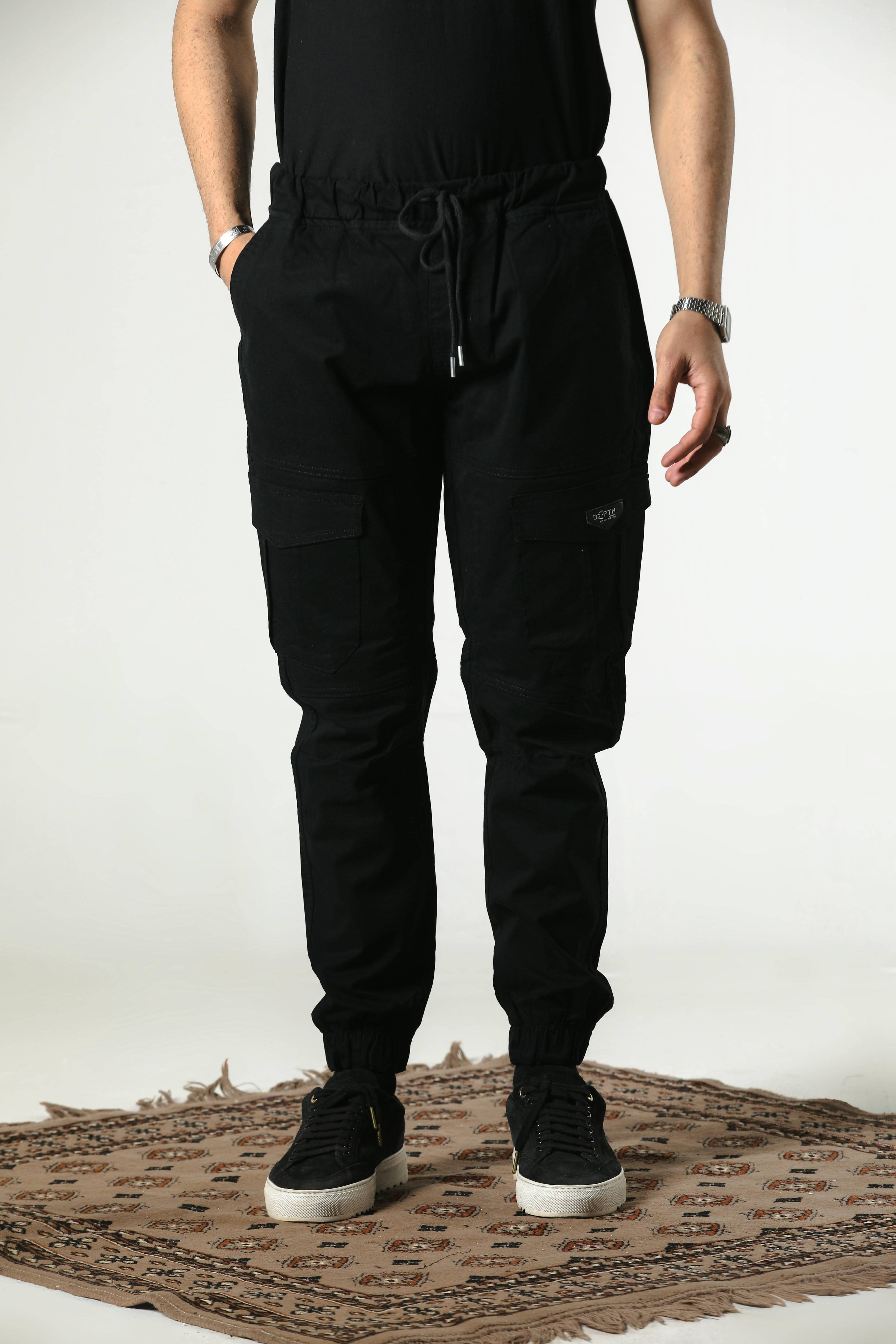 CARGO TROUSER BOTTOM GRIPPED (JET-BLACK) – Depth Original