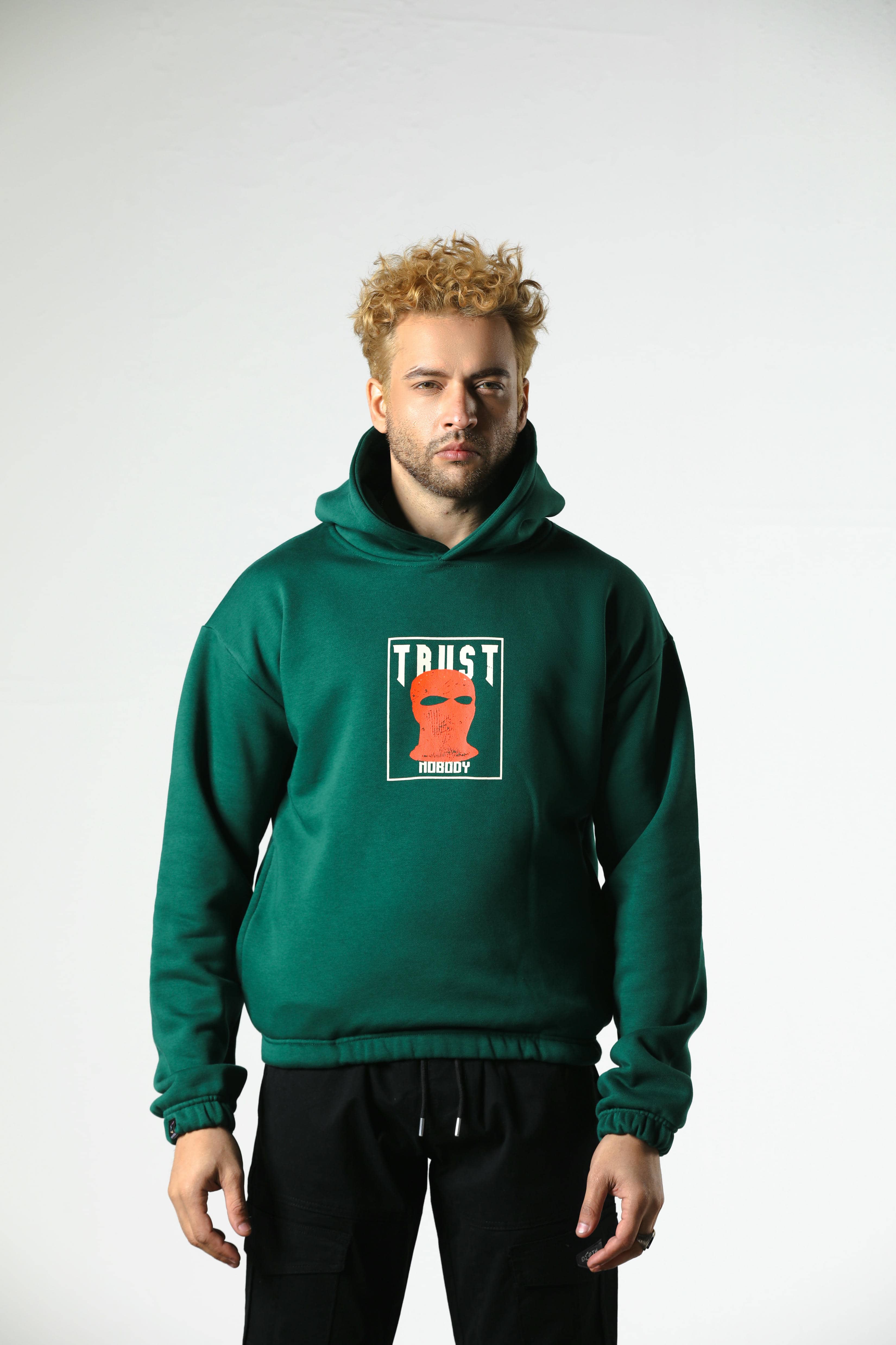 TRUST NOBODY HOODIE (BOTTLE-GREEN) – Depth Original