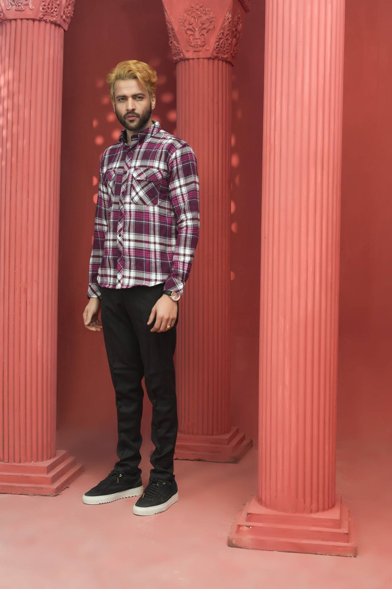 FLANNEL SHIRT (ROYAL-MAROON-BLOCK) – Depth Original